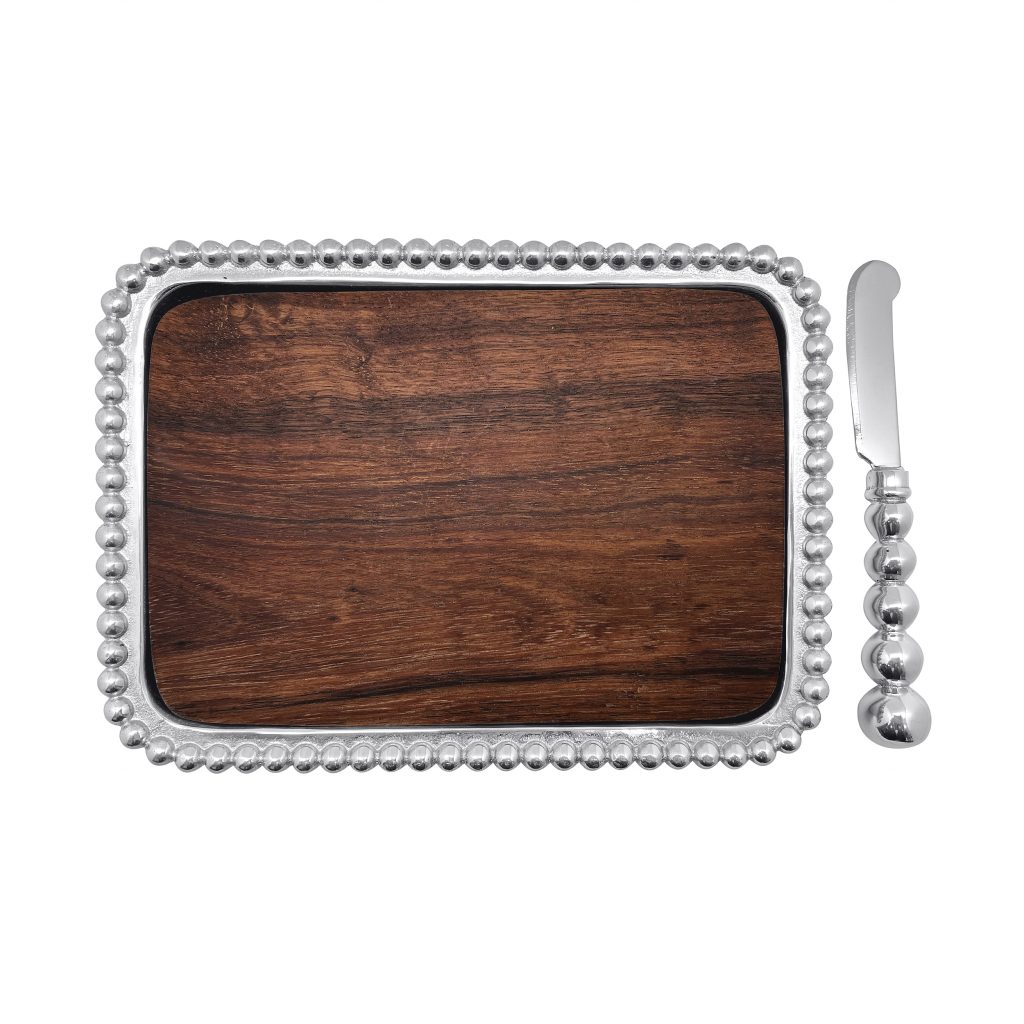 Pearled Small Rectangular Cheese Board and Cheese Spreader Set ...