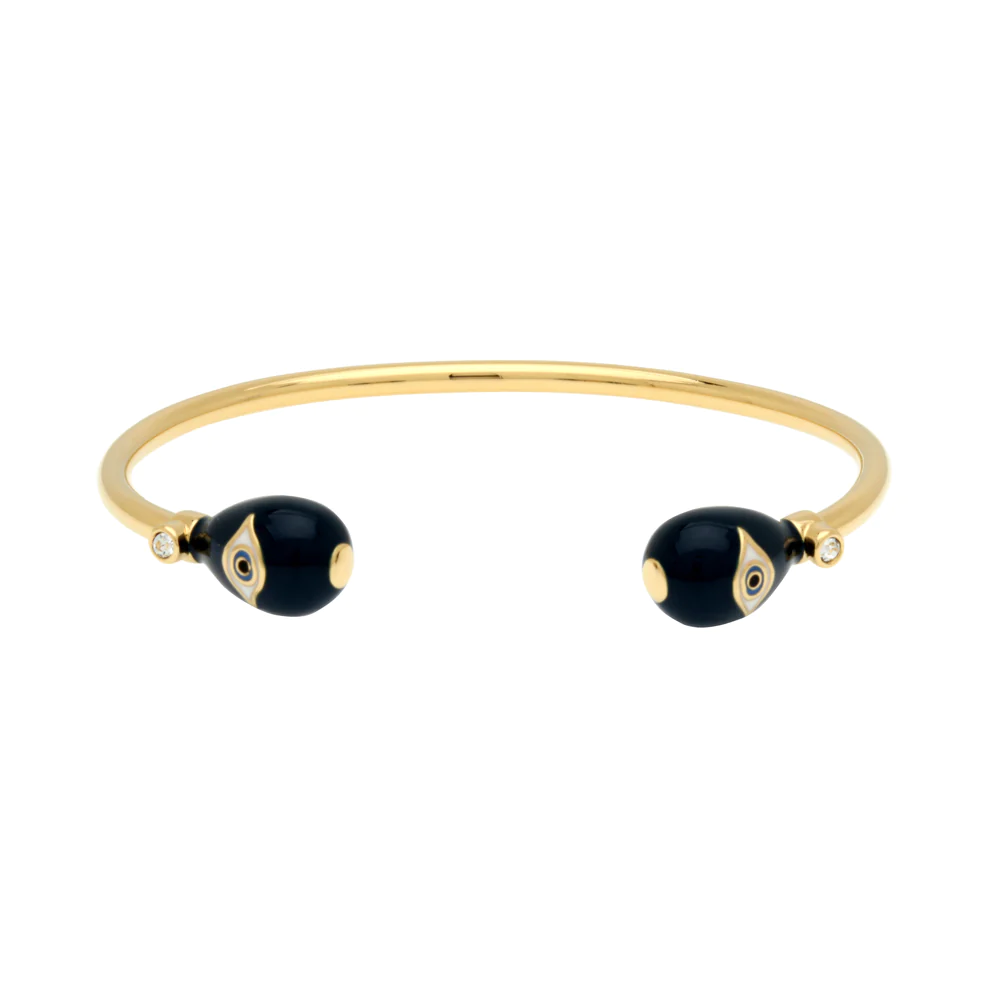 Evil Eye Midnight Blue & Gold Torque Bangle - Matterns Floral